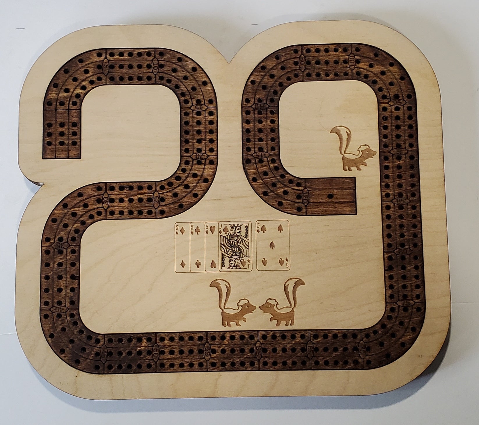29 Hand Cribbage Board with Skunks – Custom Crib Boards