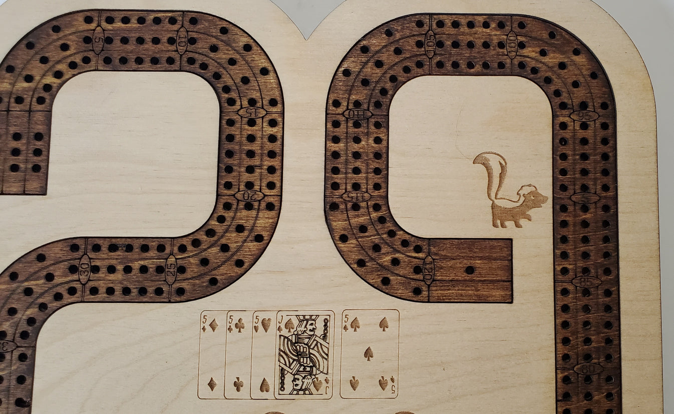 29 Hand Cribbage Board with Skunks - Custom Crib Boards
